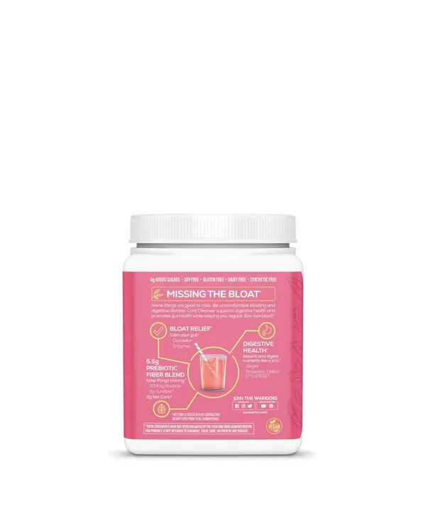 SUNWARRIOR Plant-based Prebiotic Fiber Blend Powder | Probiotic Enzymes Sunfiber Soy Free Sugar Free Gluten Free Dairy Free | Strawberry Cooler 30 Ser