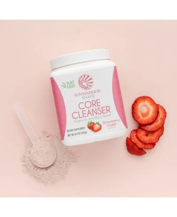 SUNWARRIOR Plant-based Prebiotic Fiber Blend Powder | Probiotic Enzymes Sunfiber Soy Free Sugar Free Gluten Free Dairy Free | Strawberry Cooler 30 Ser