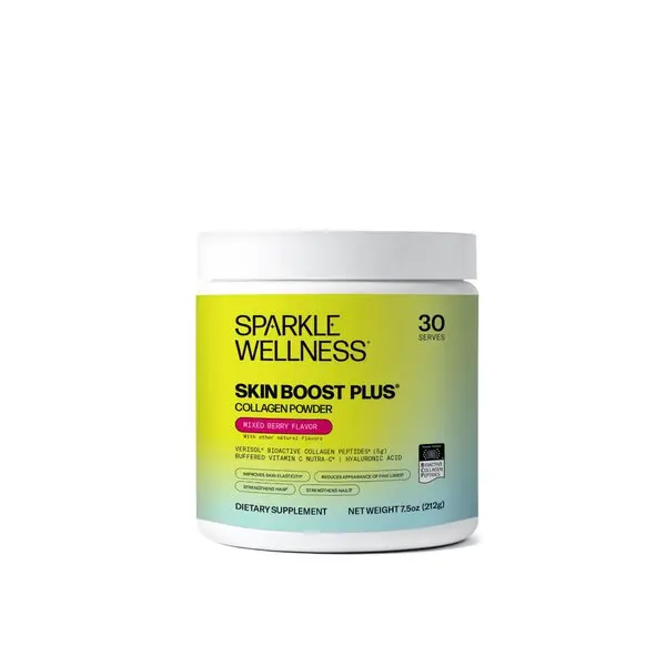 SPARKLE WELLNESS Skin Boost Plus -serves | Collagen Powder Supplement With Verisol Bioactive Hydrolyzed Collagen Peptides - Mixed Berry