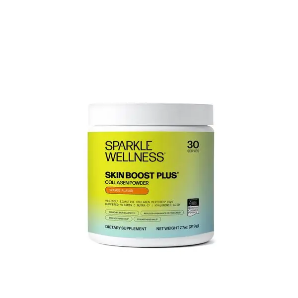 SPARKLE WELLNESS Skin Boost Plus -serves | Collagen Powder Supplement With Verisol Bioactive Hydrolyzed Collagen Peptides - Orange