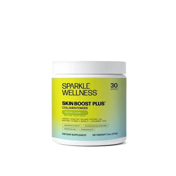 SPARKLE WELLNESS Skin Boost Plus -serves | Collagen Powder Supplement With Verisol Bioactive Hydrolyzed Collagen Peptides - Tropical