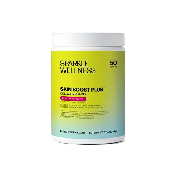 SPARKLE WELLNESS Skin Boost Plus -serves | Collagen Powder Supplement With Verisol Bioactive Hydrolyzed Collagen Peptides - Mixed Berry