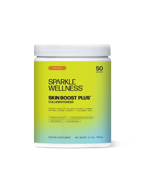 SPARKLE WELLNESS Skin Boost Plus -serves | Collagen Powder Supplement With Verisol Bioactive Hydrolyzed Collagen Peptides - Orange