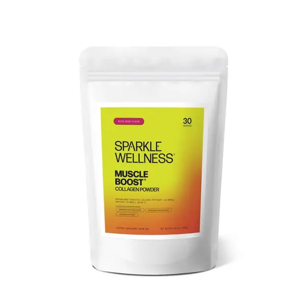 SPARKLE WELLNESS Muscle Boost -serves | Collagen Supplement Powder With Hydrolyzed Bodybalance Collagen Peptides & Buffered Vitamin C | Improves Body Composition - Mixed Berry