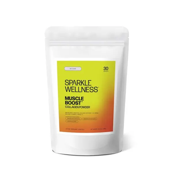 SPARKLE WELLNESS Muscle Boost -serves | Collagen Supplement Powder With Hydrolyzed Bodybalance Collagen Peptides & Buffered Vitamin C | Improves Body Composition - No Flavor