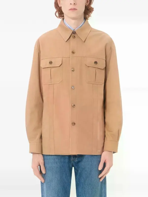 Valentino Garavani Cotton Gabardine Shirt Jacket With Vlogo