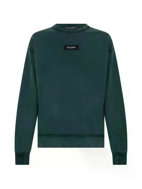 Dolce & Gabbana Logo-patch Raw-edge Sweatshirt - Green