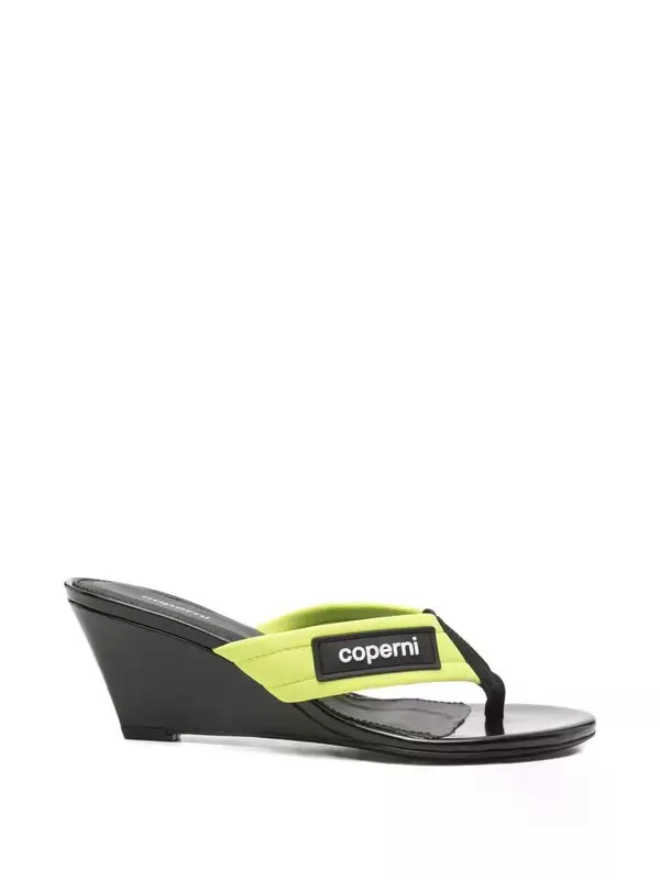 Coperni Logo-patch Wedge Sandals - Green