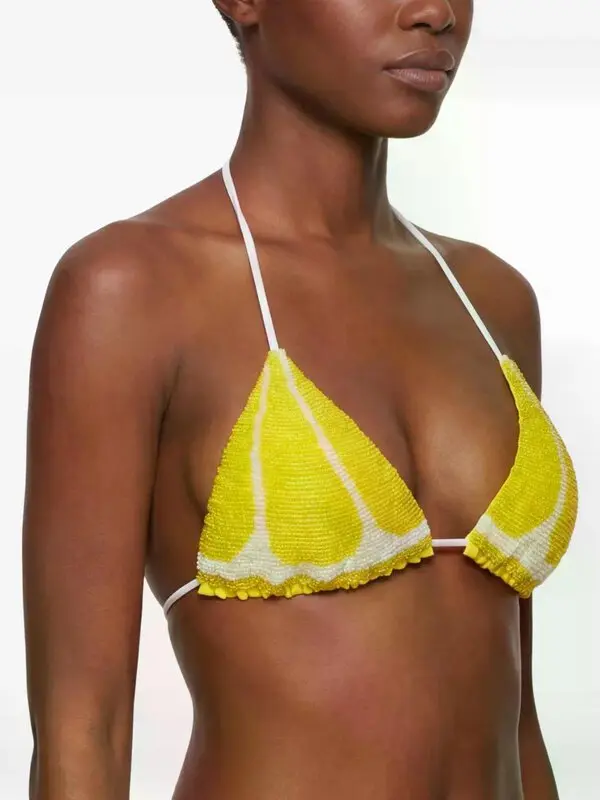 LESLIE AMON Lemon Slice Beaded Bikini Top