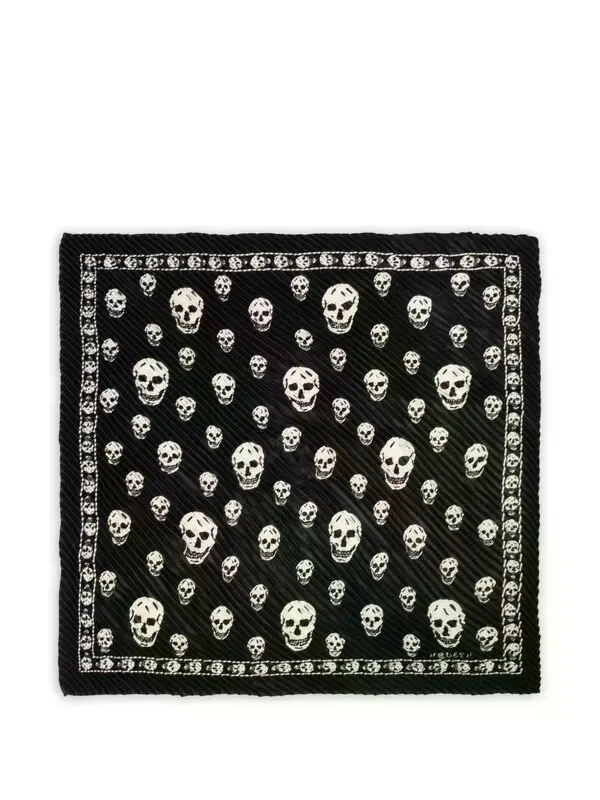 Alexander McQueen Skull-print Plissé Scarf - Black