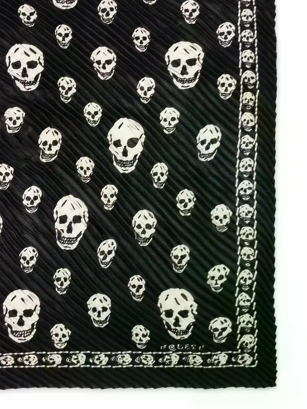 Alexander McQueen Skull-print Plissé Scarf - Black