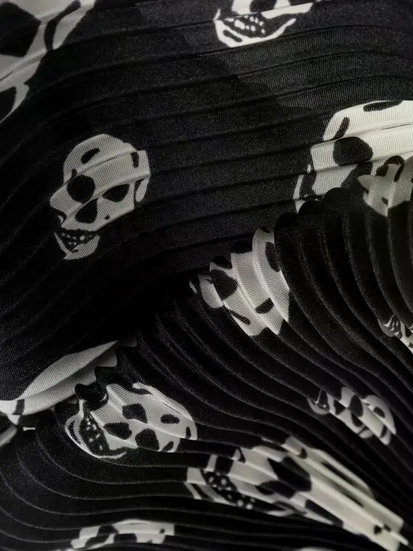 Alexander McQueen Skull-print Plissé Scarf - Black
