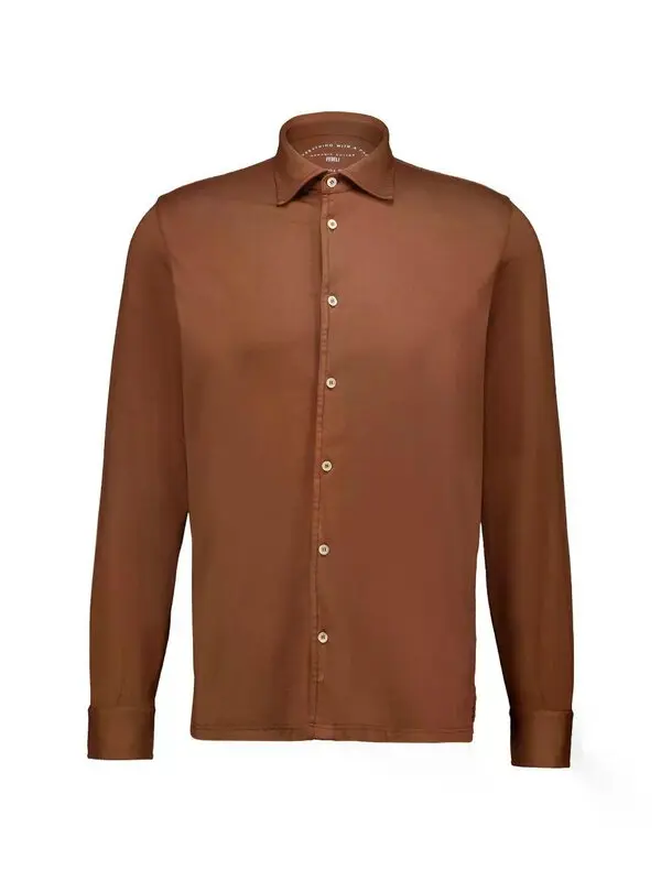 Fedeli Giza Knitted Long-sleeve Shirt - Brown