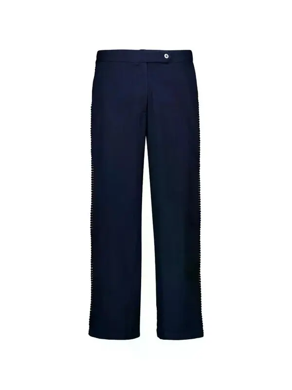 BAZISZT Crochet-trim Corniche Trousers - Blue