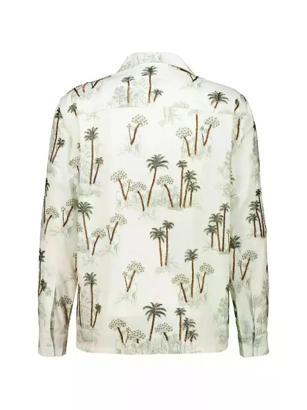 BAZISZT Rico Bead-embellished Palm-tree Shirt - Neutrals