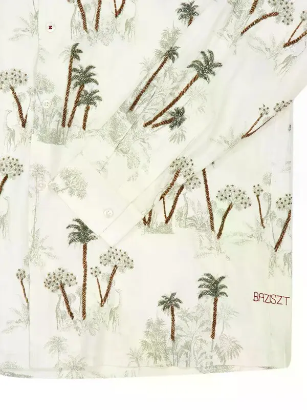 BAZISZT Rico Bead-embellished Palm-tree Shirt - Neutrals