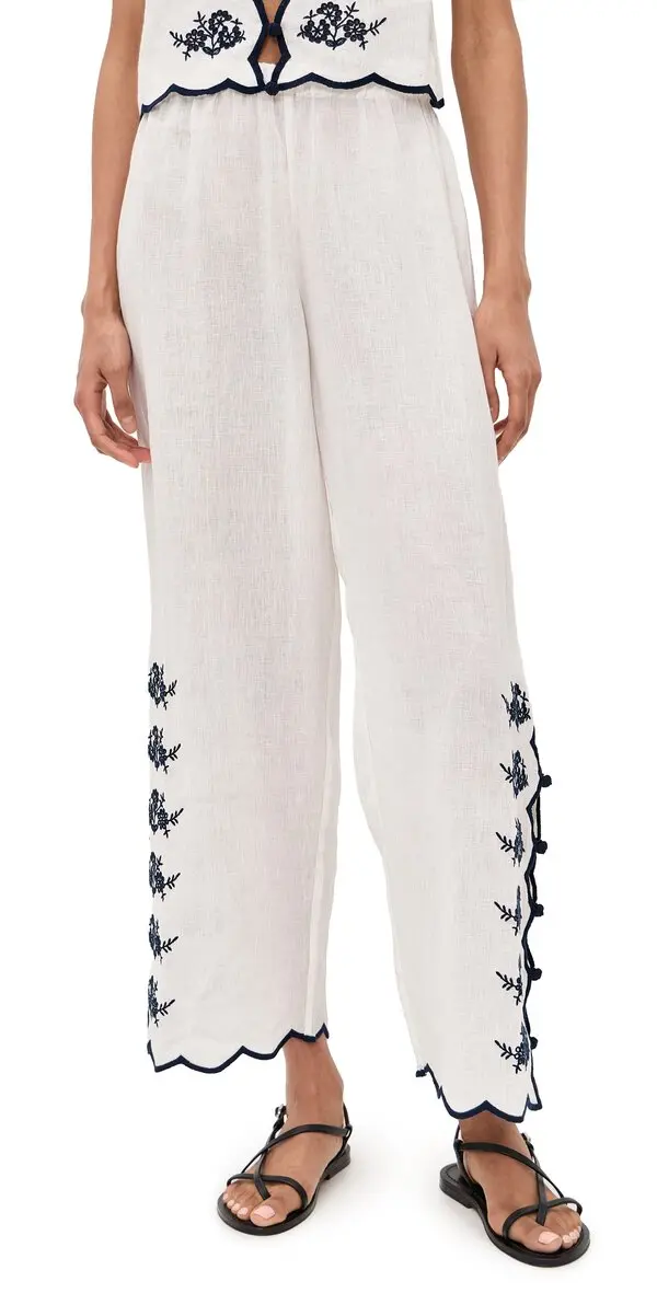 Cami Nyc Madrid Embroidered Linen Pants