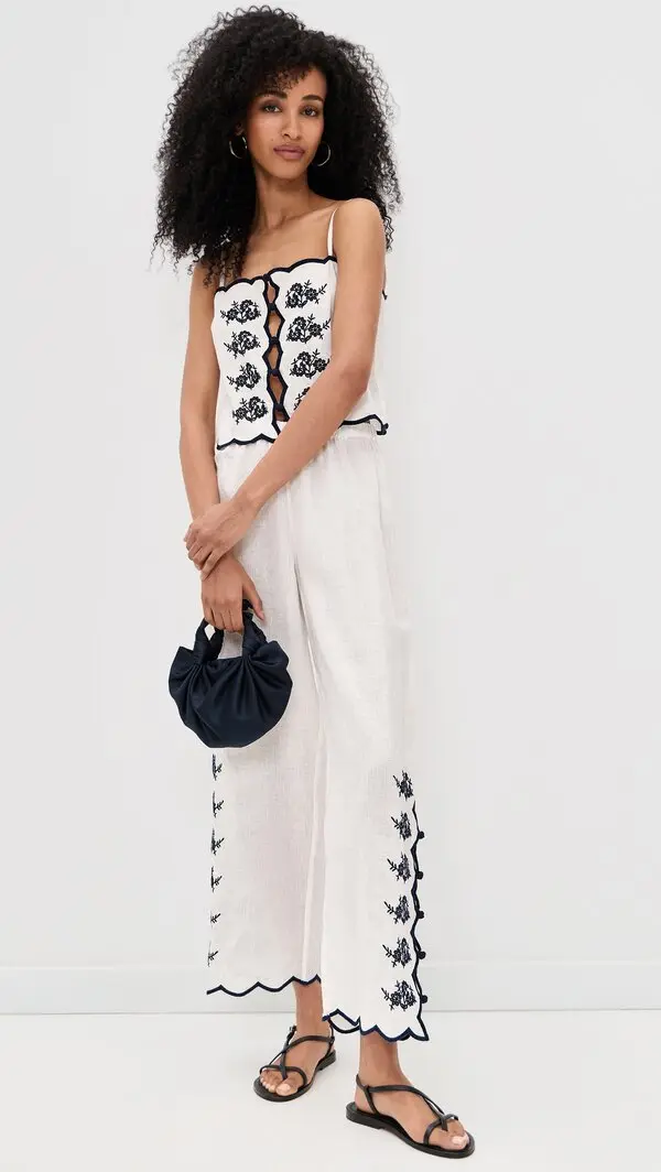 Cami Nyc Madrid Embroidered Linen Pants