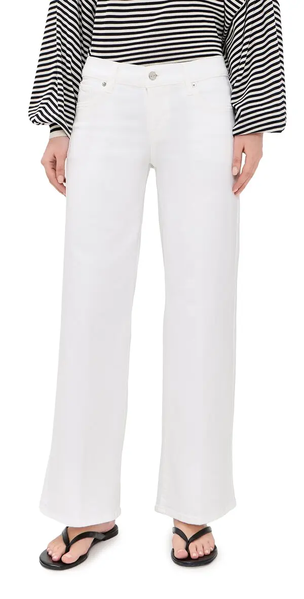 FRAME Low Rise Slim Palazzo Jeans - White