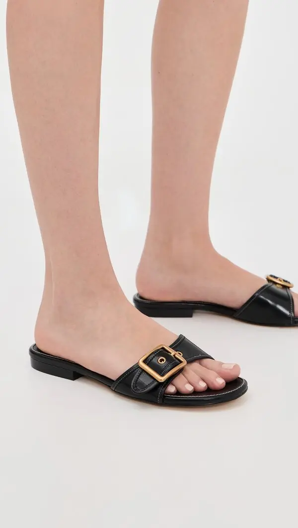 COACH Margot Flat Sandals - Black