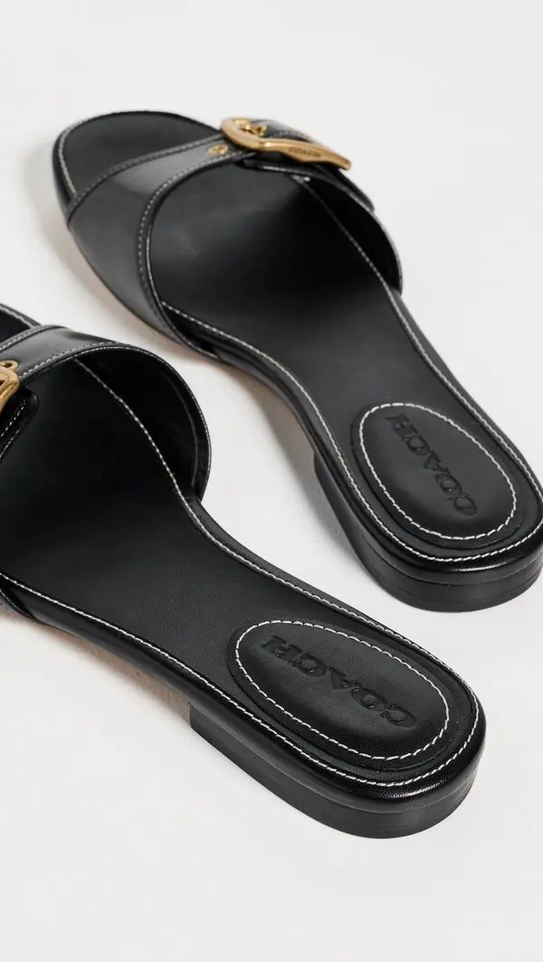 COACH Margot Flat Sandals - Black