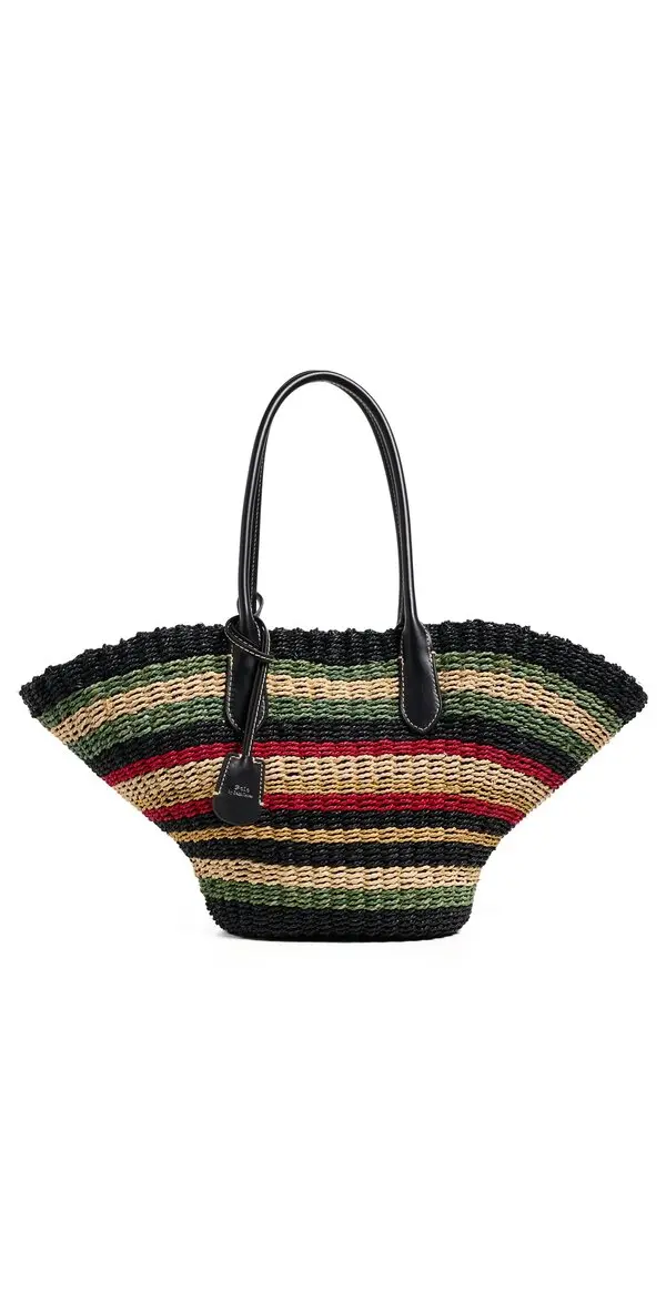 Polo Ralph Lauren Bellport Stripe Raffia Basket Tote Bag - Multi Stripe