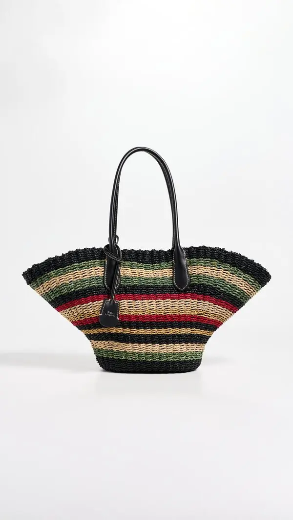 Polo Ralph Lauren Bellport Stripe Raffia Basket Tote Bag - Multi Stripe