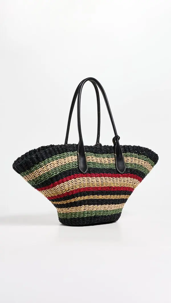Polo Ralph Lauren Bellport Stripe Raffia Basket Tote Bag - Multi Stripe