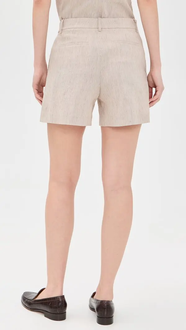 Theory Striped Pleated Shorts - Cognac Multi