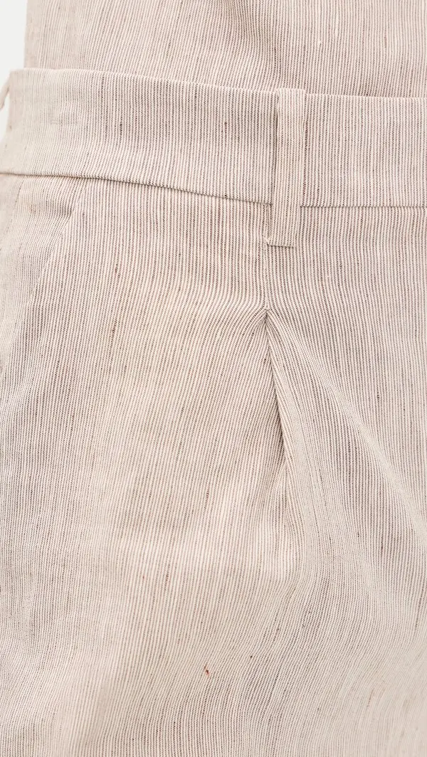 Theory Striped Pleated Shorts - Cognac Multi