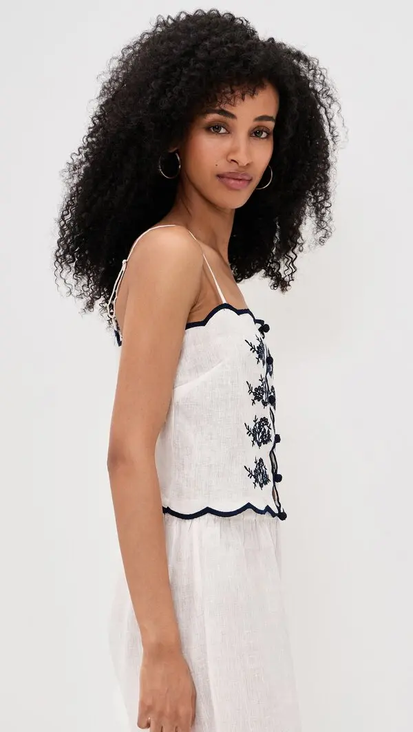 Cami Nyc Nazare Embroidered Linen Camisole