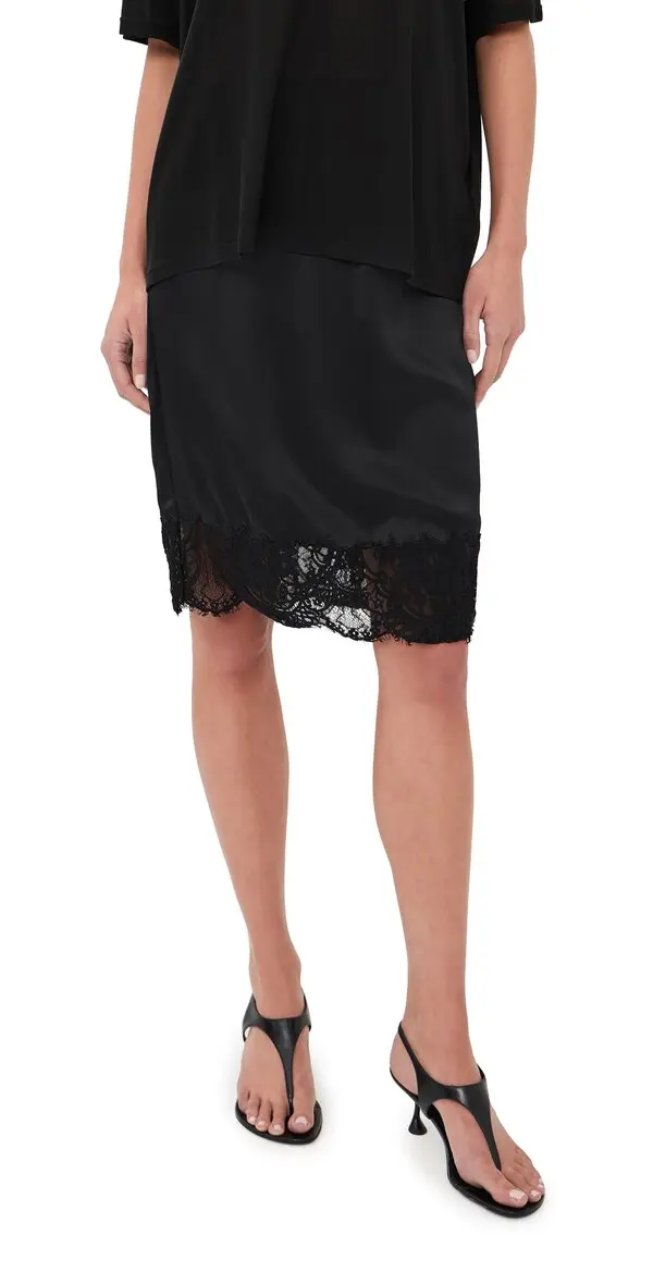 Co Lace Trim Silk Slip Skirt