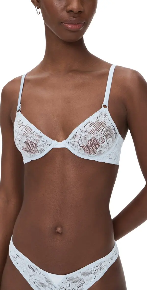 FLEUR DU MAL Fuller Cup Le Stretch Lace Demi Bra - Forget Me Not