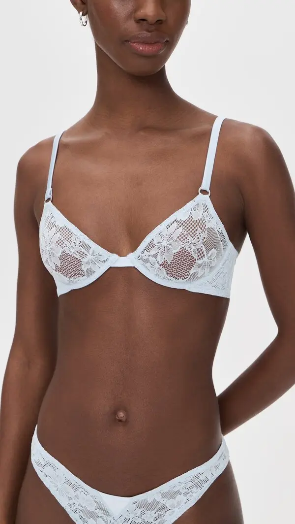 FLEUR DU MAL Fuller Cup Le Stretch Lace Demi Bra - Forget Me Not