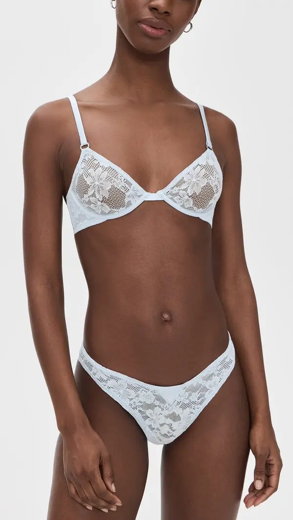 FLEUR DU MAL Fuller Cup Le Stretch Lace Demi Bra - Forget Me Not