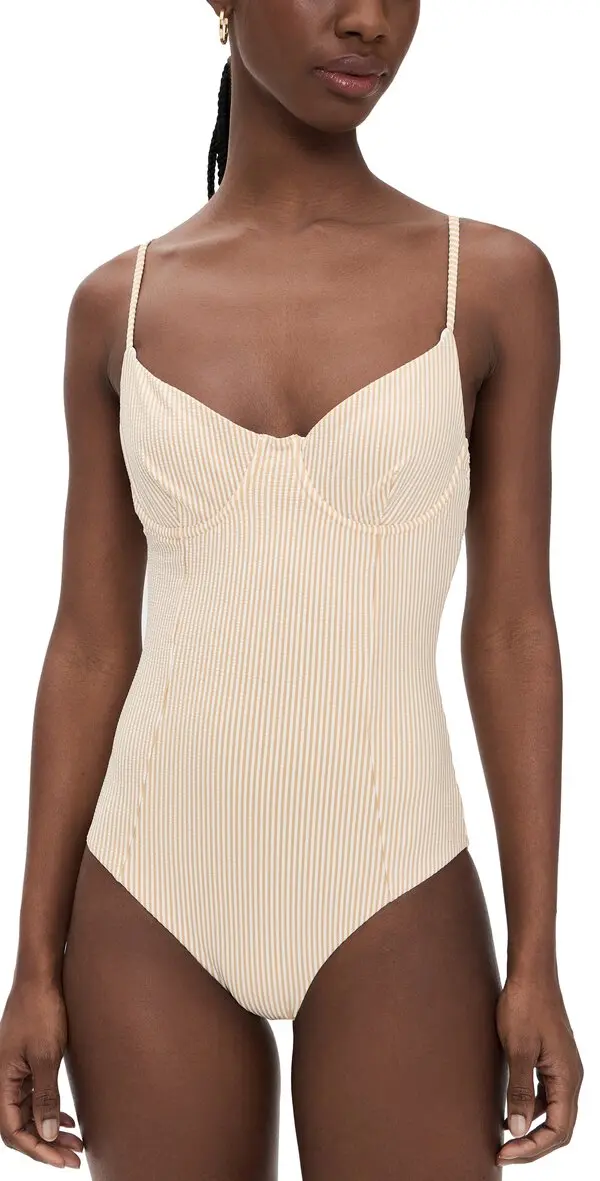 Onia Chelsea Seersucker One-piece - Ochre/white