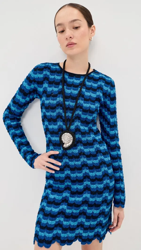 Escvdo Solana Long Sleeve Crochet Mini Dress