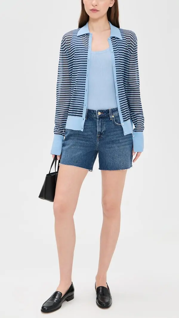7 For All Mankind Monroe Long Denim Shorts - Explorer
