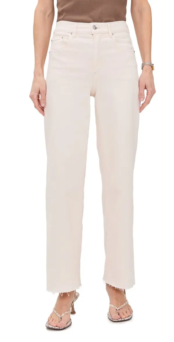 LE JEAN Petite Column Raw Hem Jeans - Bone