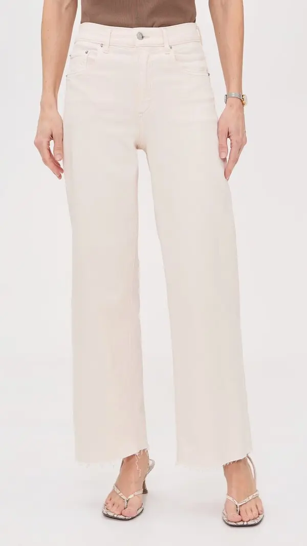 LE JEAN Petite Column Raw Hem Jeans - Bone