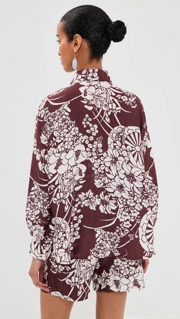 Alix Of Bohemia Emery Auburn Spoke Silk Shirt - Dark Brown