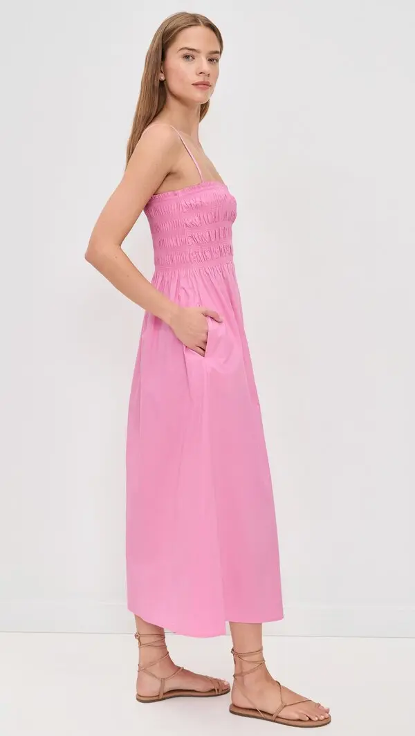 PISTOLA Bianca Smocked Bodice Midi Dress - Honeysuckle