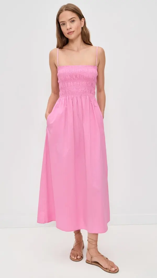 PISTOLA Bianca Smocked Bodice Midi Dress - Honeysuckle