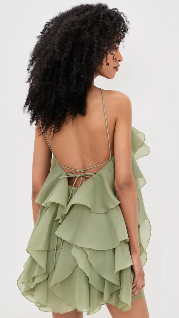 aje. pandorea appliqud ruffled layered chiffon mini dress Aje Pandorea Appliqud Ruffled Layered Chiffon Mini Dress