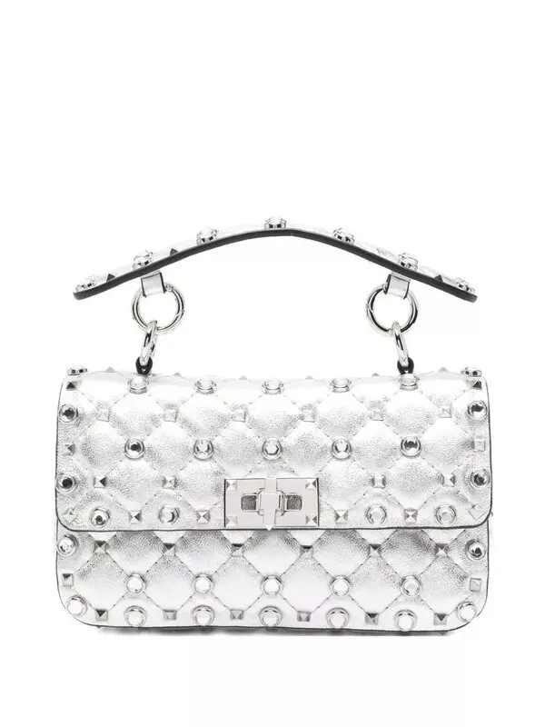 Valentino Garavani Quilted Tote With Stud Embellishment - Silver