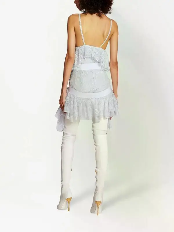 Balmain Lace-panelled Ruffle Mini Dress