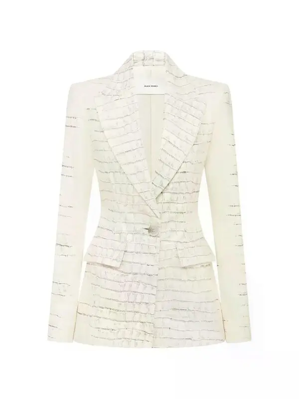 Alex Perry Croc-embossed Single-breasted Blazer - Neutrals
