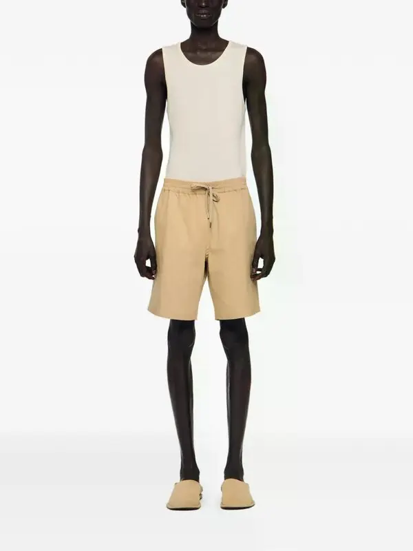 Sandro Cotton Blend Drawstring Waist Shorts - Neutrals