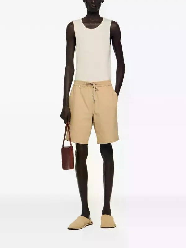 Sandro Cotton Blend Drawstring Waist Shorts - Neutrals