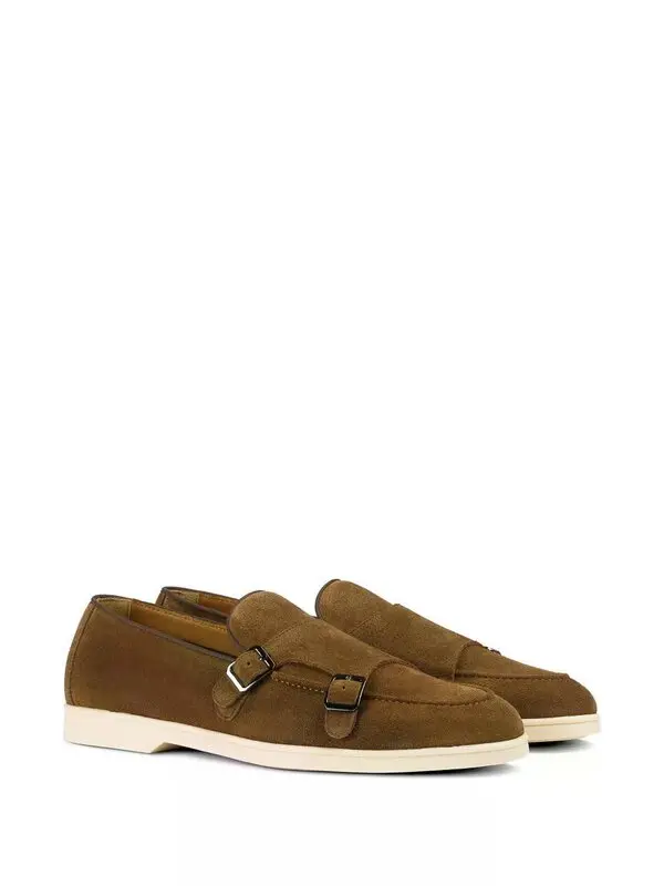 DOUCAL'S Double-buckle Suede Loafers - Brown